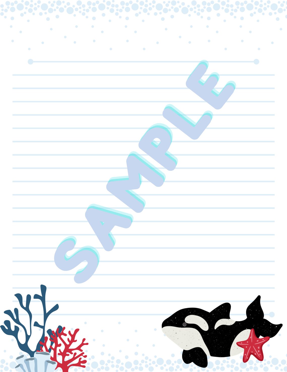 Orca Printable Stationary Digital Download, US Letter Paper 8.5 X 11 ...