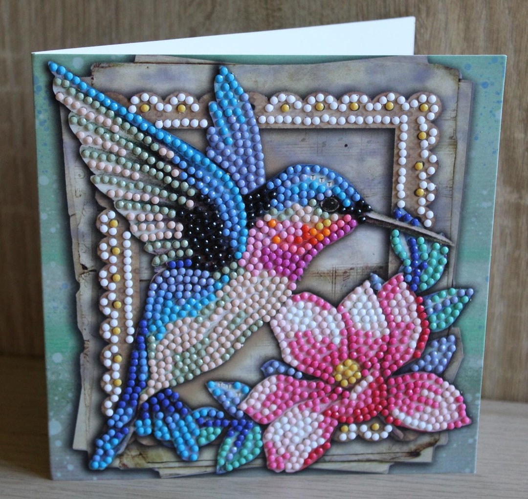 Diamond Greeting Card, Greeting Card, Bird With Flowers, Card, Birthday ...