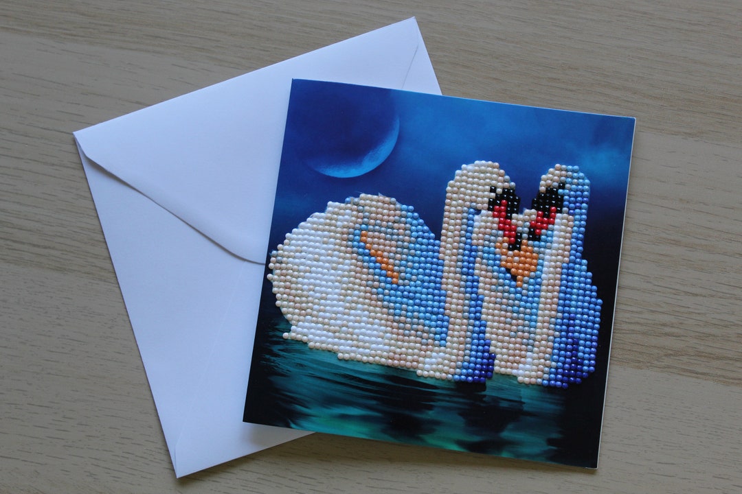 Diamond Greeting Card, Greeting Card, Birthday Card, Swans - Etsy