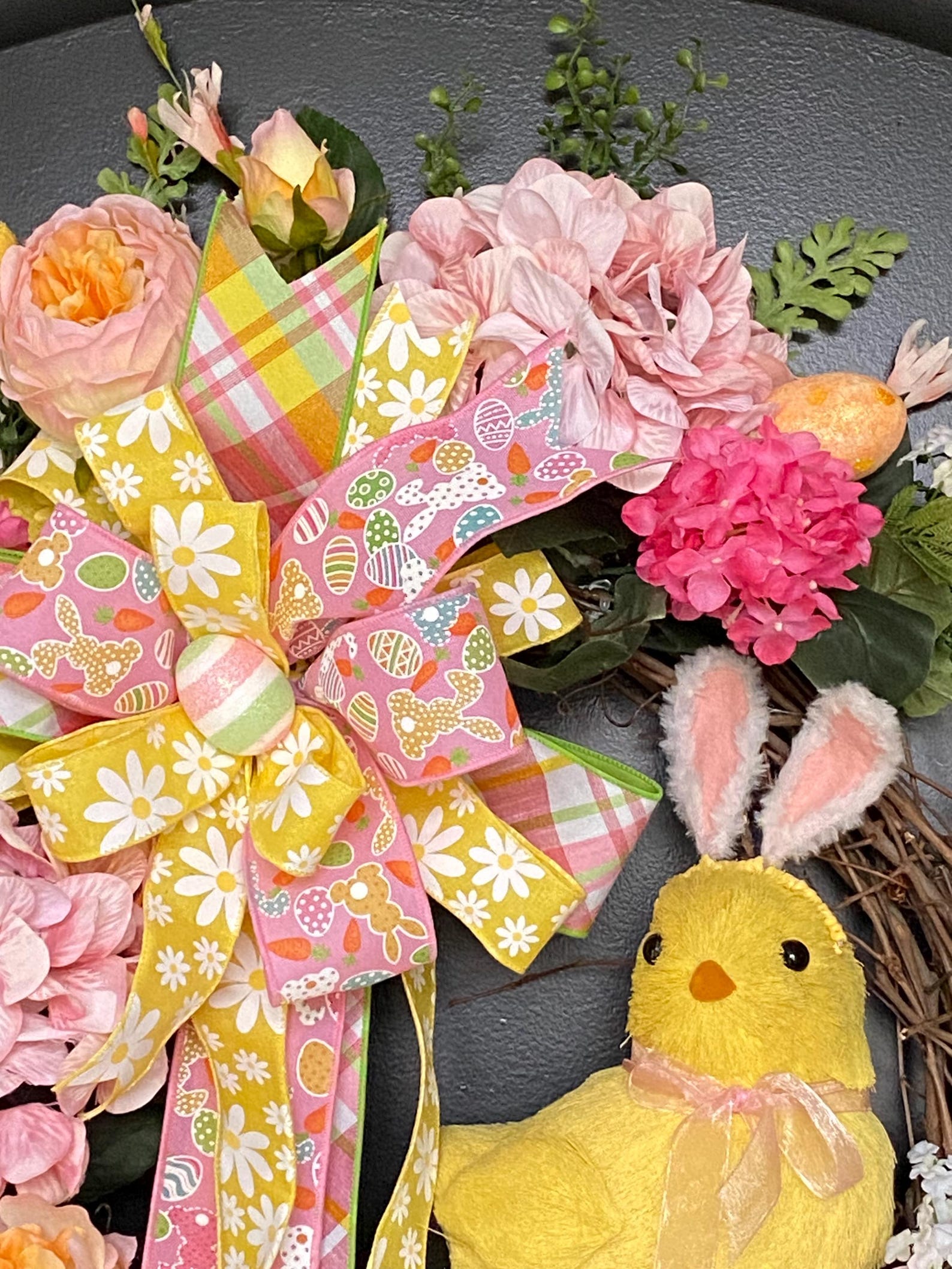 XL Easter Chick Wreath: Bright Floral Door Decor - Etsy