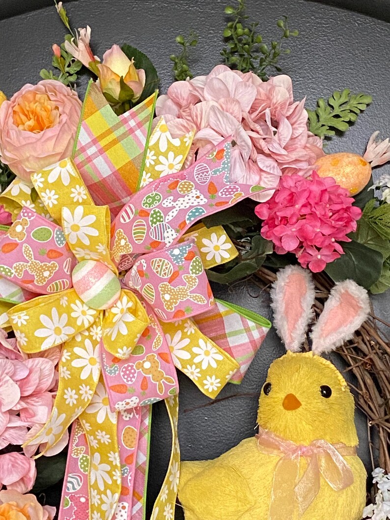 XL Easter Chick Wreath: Bright Floral Door Decor - Etsy