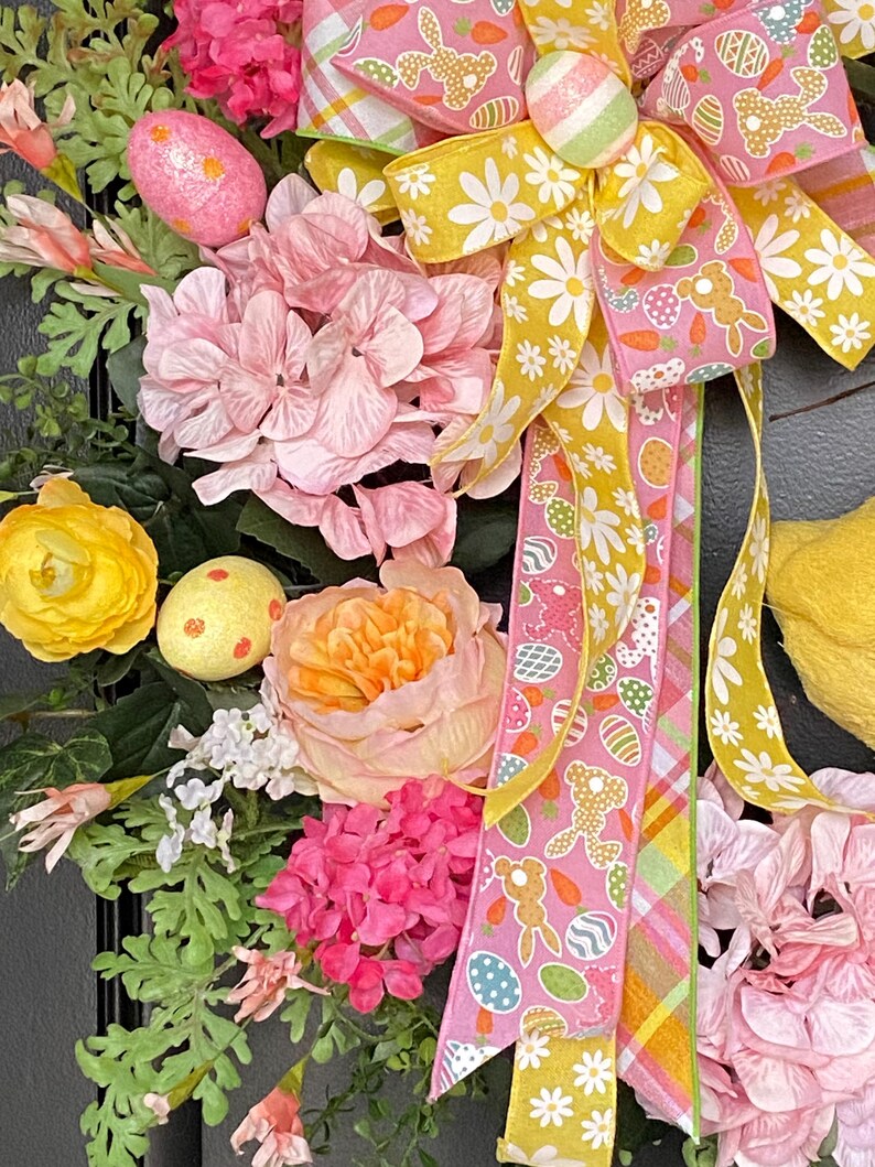 XL Easter Chick Wreath: Bright Floral Door Decor - Etsy