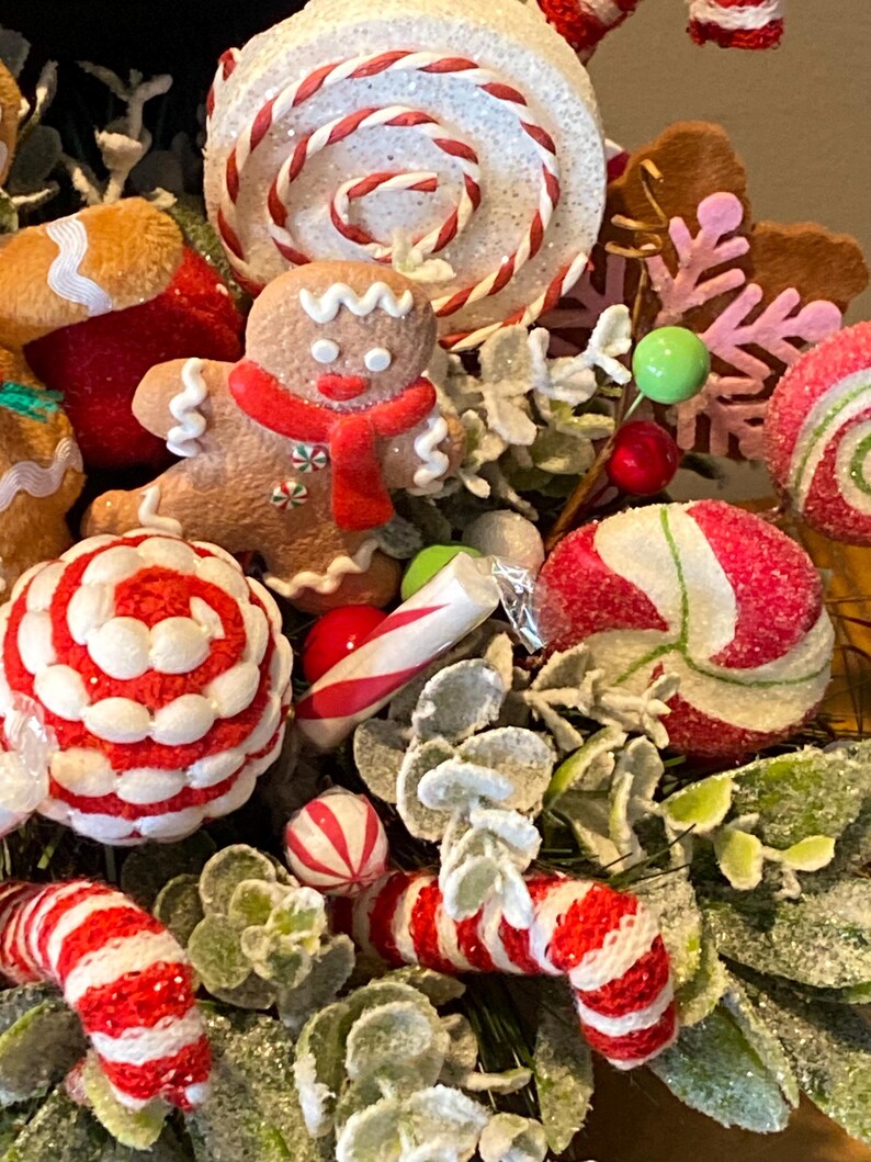 Gingerbread and Christmas Candy Trunk Arrangement, Bright Holiday ...