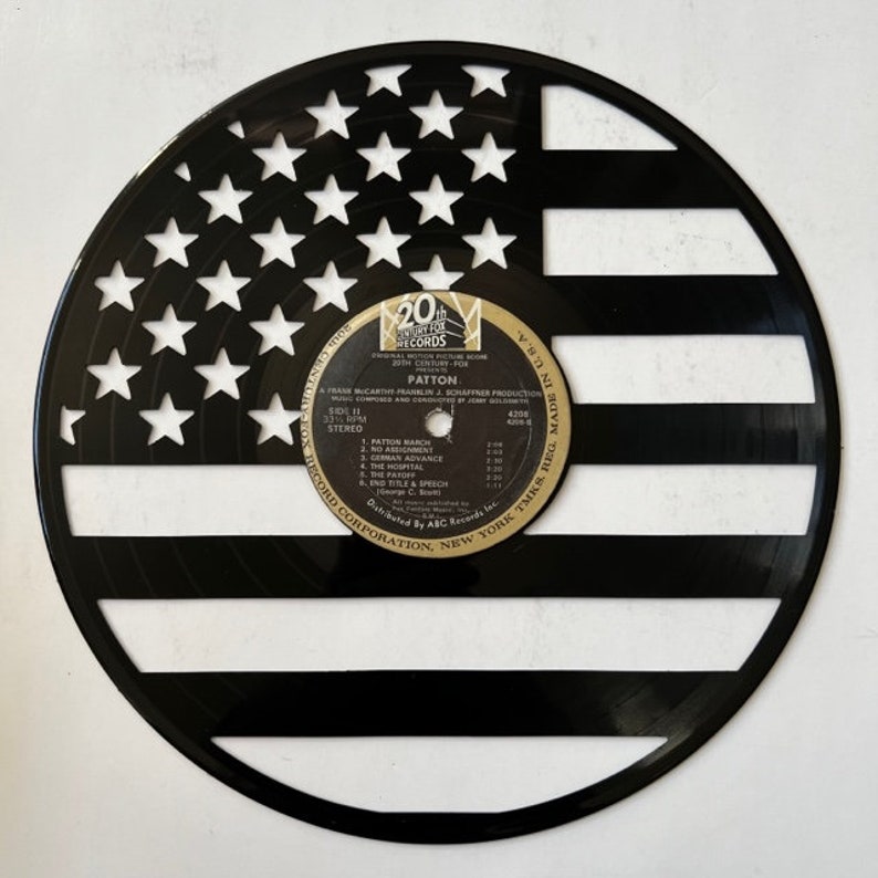 American Flag Vinyl Record Art - Patton - Etsy