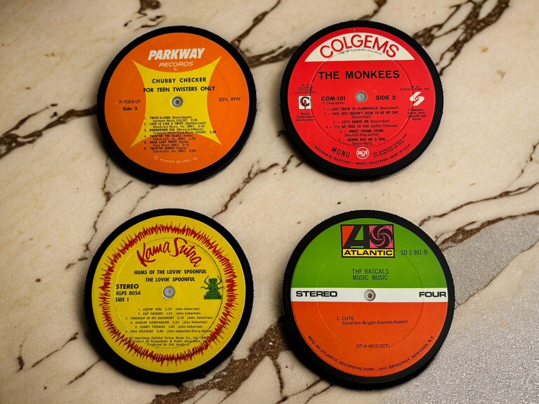 Vinyl Record Drink Coasters set of 4 - Etsy