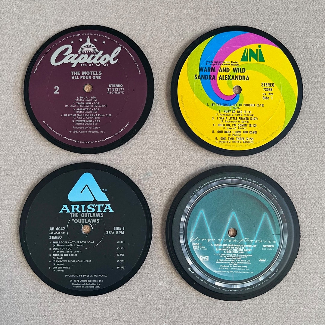 Vinyl Record Drink Coasters set of 4 - Etsy