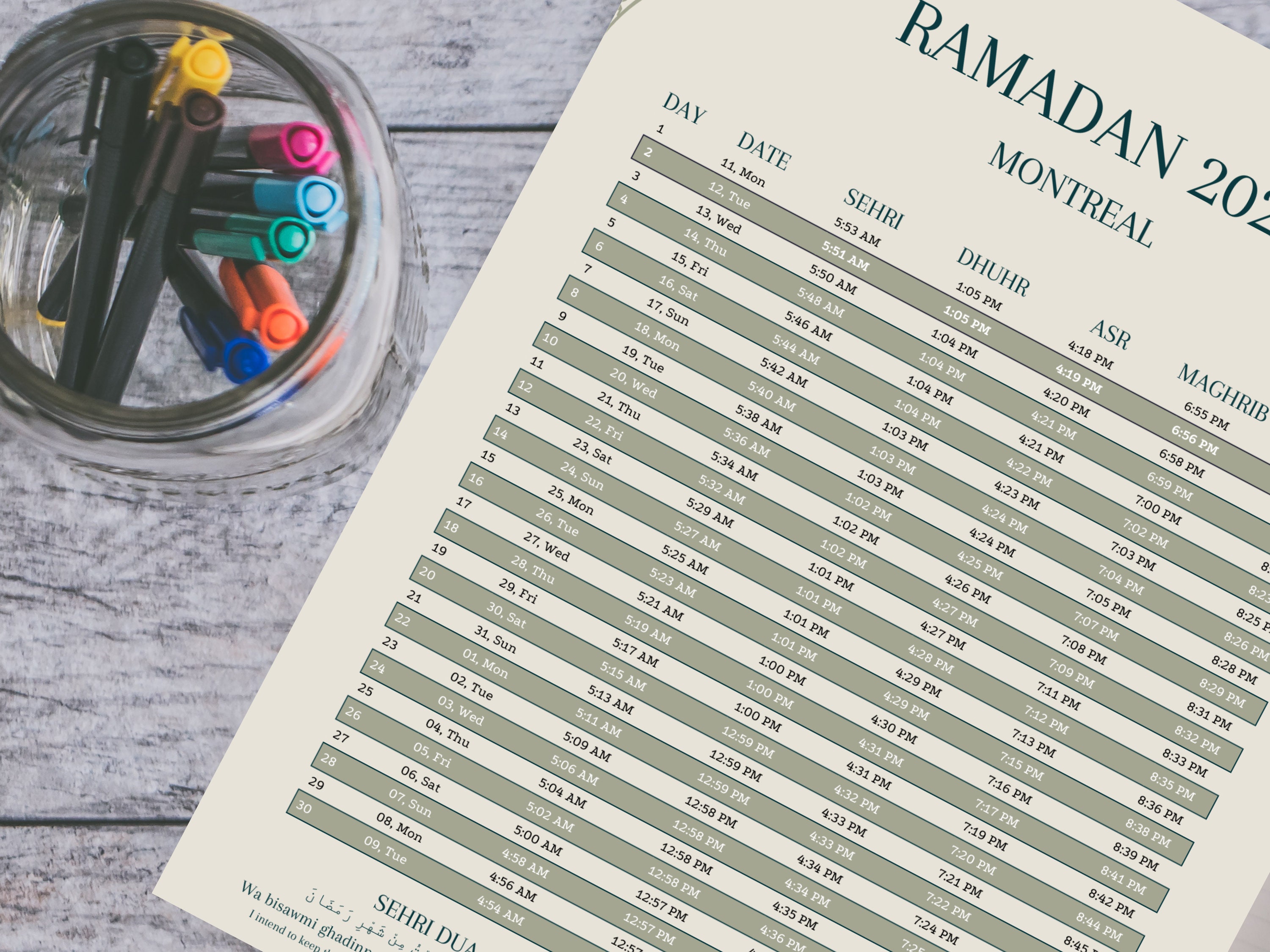 CUSTOM Digital Ramadan Calendar | Ramadan Prayer Times 2025 | 2025 ...
