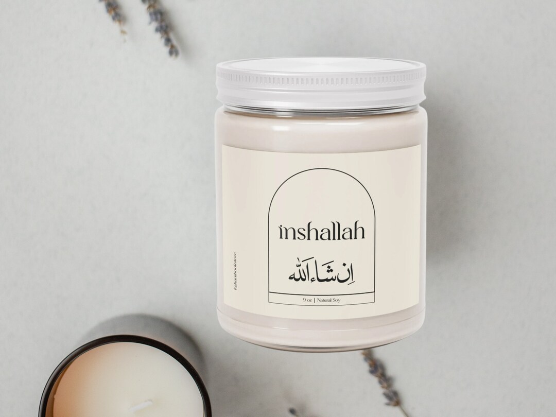 9oz Inshallah Scented Soy Candle Natural Home Fragrance Islamic Gift ...