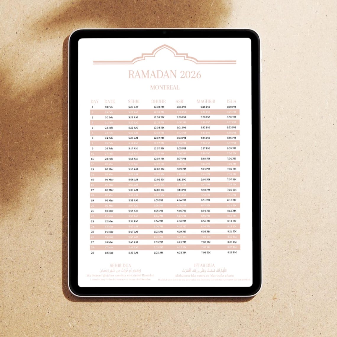 CUSTOM Digital Ramadan Calendar | Ramadan Prayer Times 2026 | 2026 ...