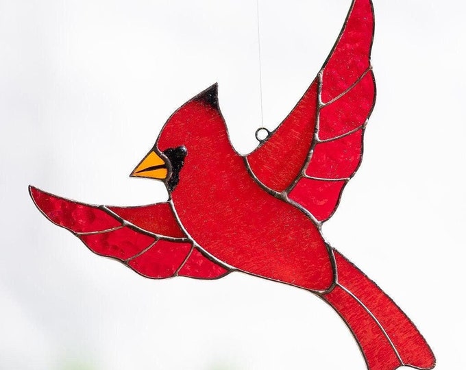 Fused Glass Tree and Cardinal Window Sill Art, Curved Tree Art ...