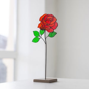 Stained Glass Rose Suncatcher Rose Decor for Room Gift for Women Unique ...