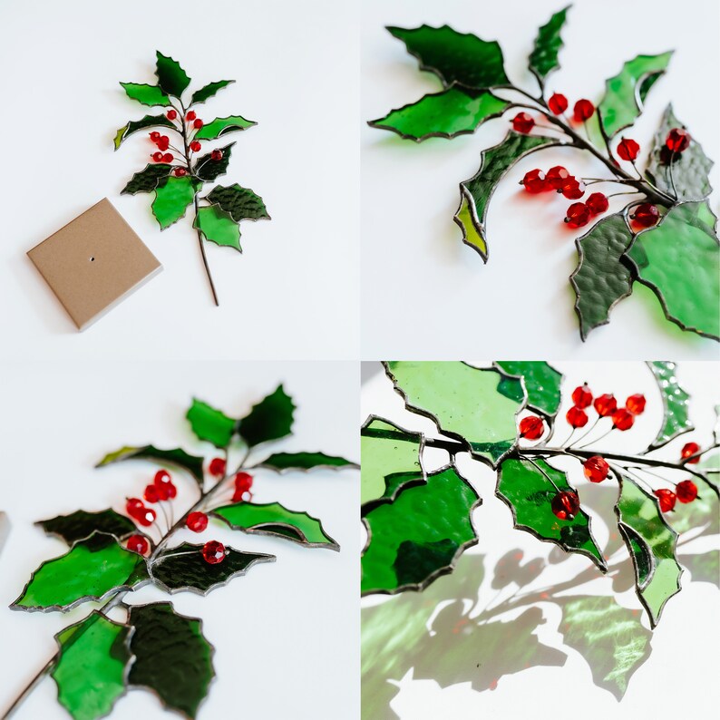 Stained Glass Suncatcher Mistletoe Home Decor Christmas - Etsy