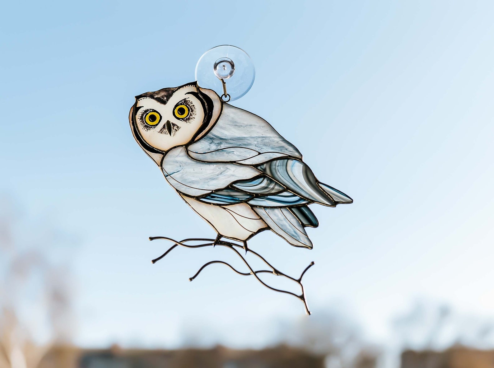 Owl Suncatcher Stained Glass Window Hangings Stained Glass - Etsy