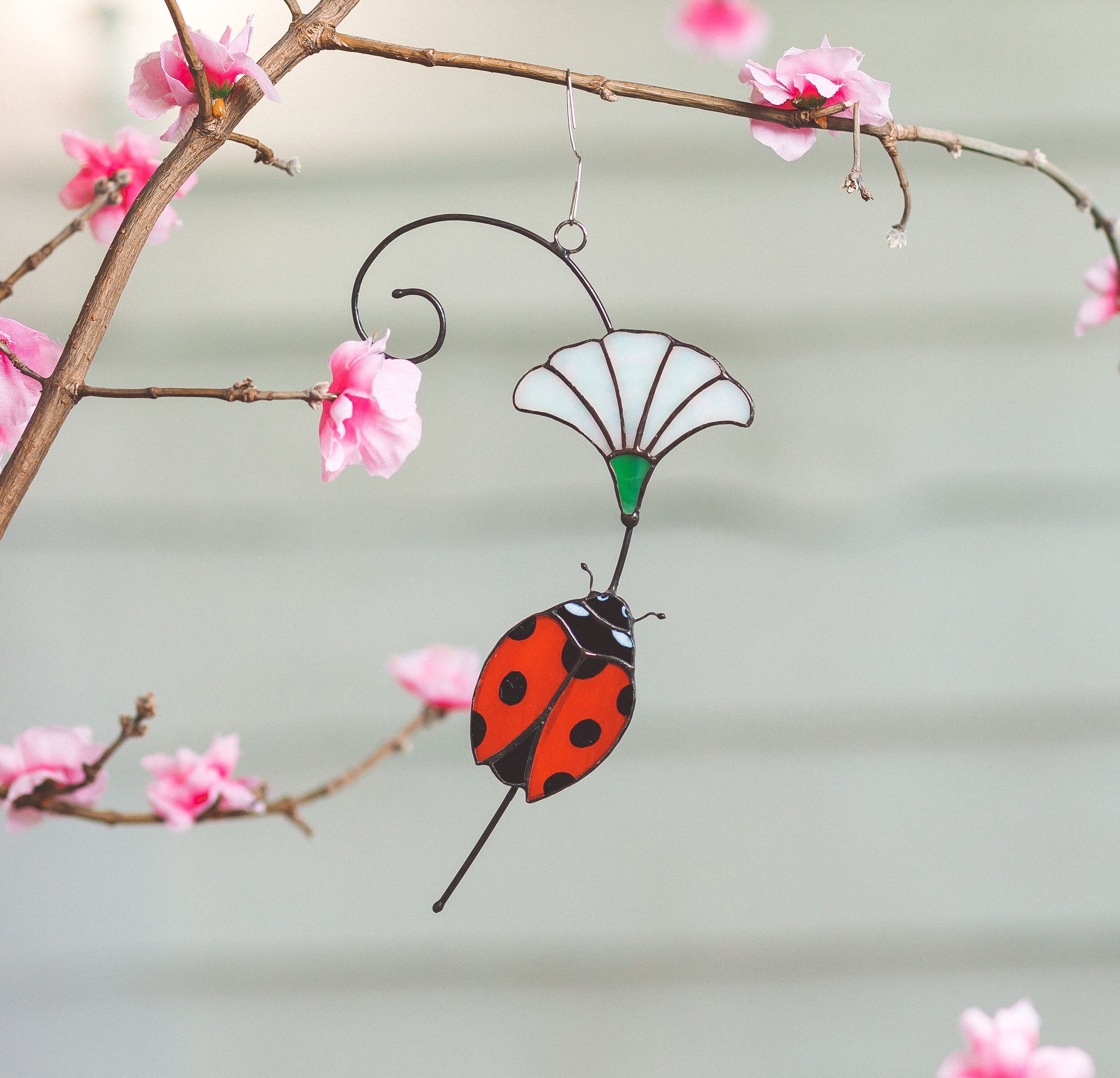 Suncatcher Lady Bug Stained Glass Window Decor Wall Hanging - Etsy