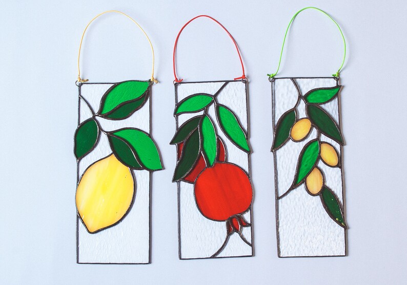 Stained glass panel suncatcher Kitchen decor Mothers Day gift | Etsy