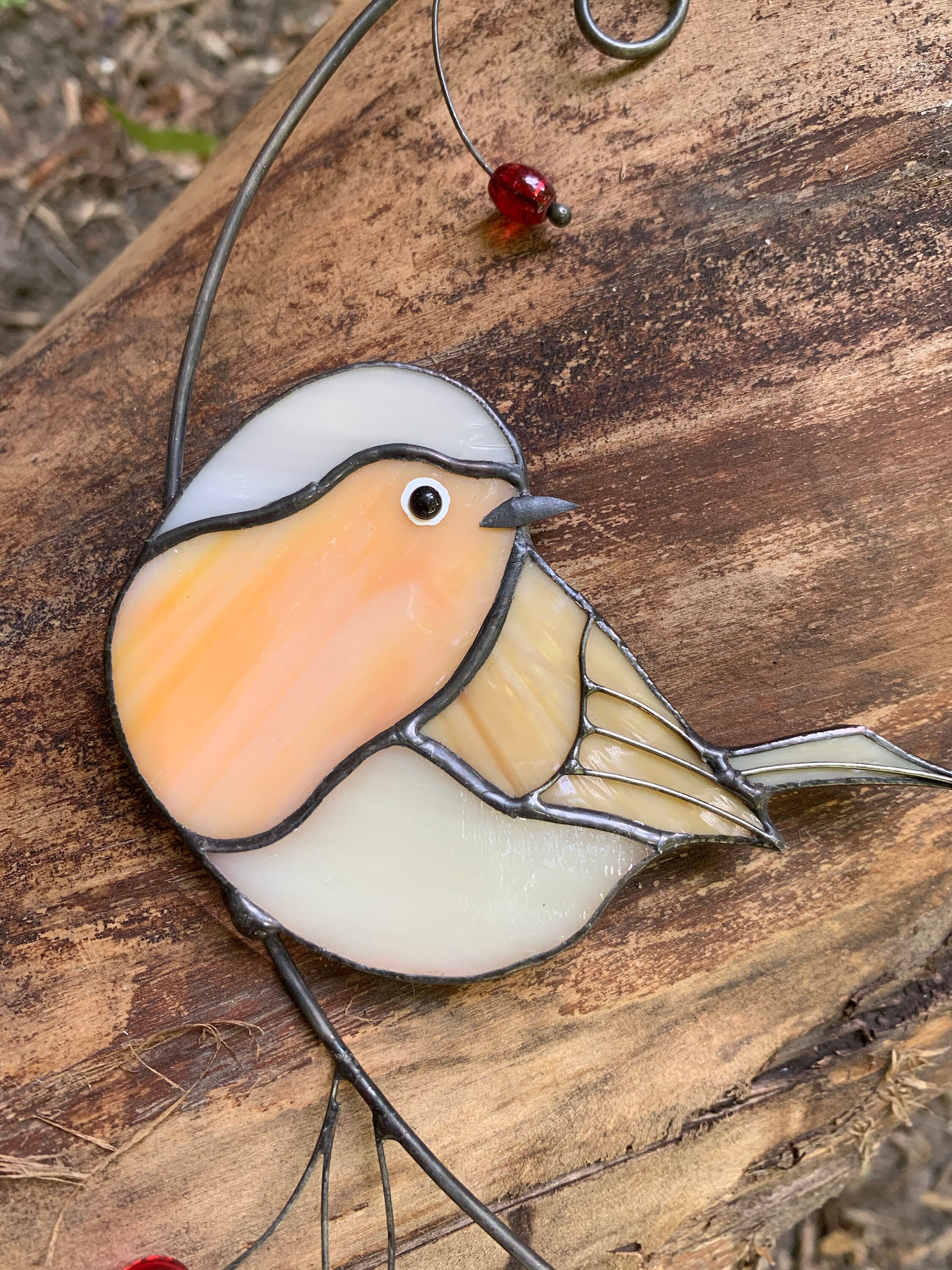 Robin Bird Stained Glass Suncatcher Window Hanging T Etsy