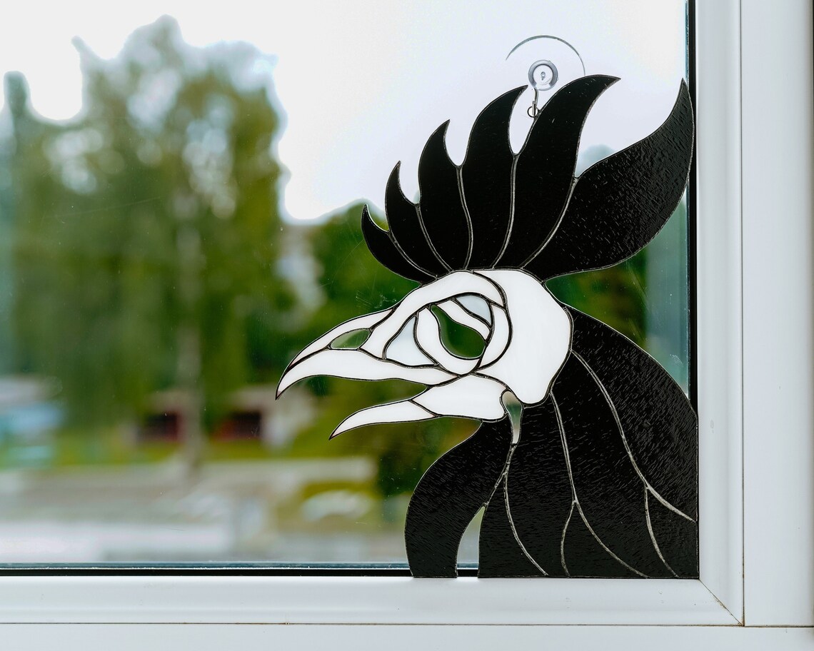 Rooster Stained Glass Gothic Window/wall Decor Halloween - Etsy