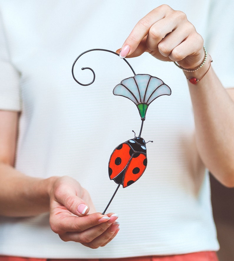 Suncatcher Lady Bug Stained Glass Window Decor Wall Hanging | Etsy