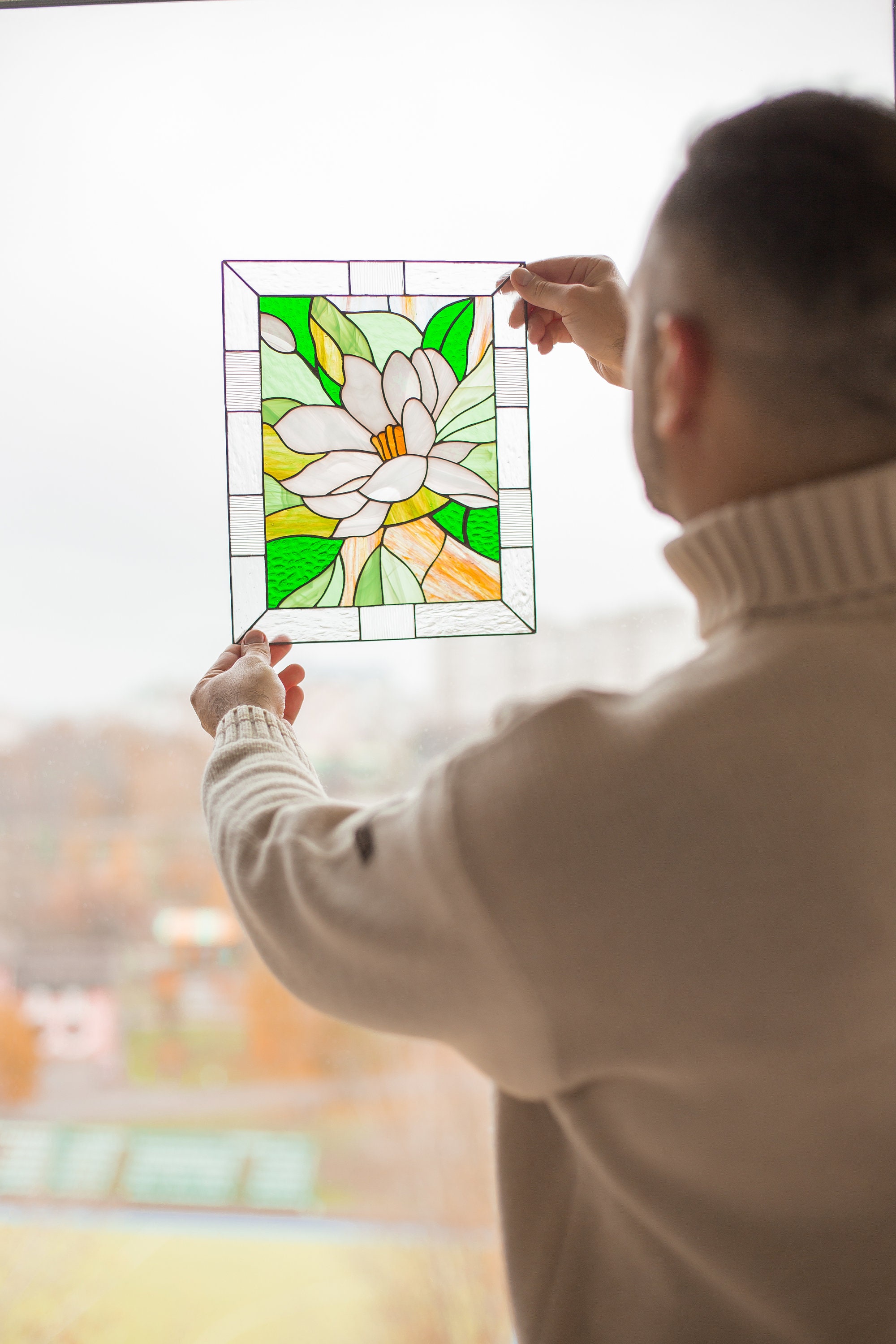 Stained glass woman body with crystal/stained glass window hanging ...