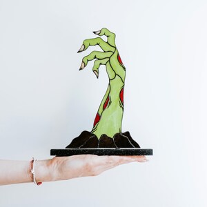 Stained Glass Zombie Hand Sculpture: Horror Halloween Desk Decor - Etsy ...