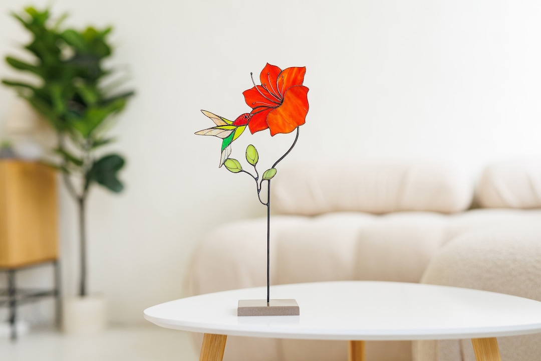 Stained Glass Hummingbird Suncatcher 3D Stained Glass Decor Table Decor ...