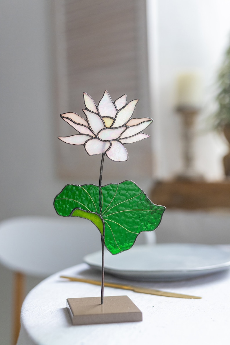 Stained Glass Lotus Table Decor for Living Room Arrangement - Etsy