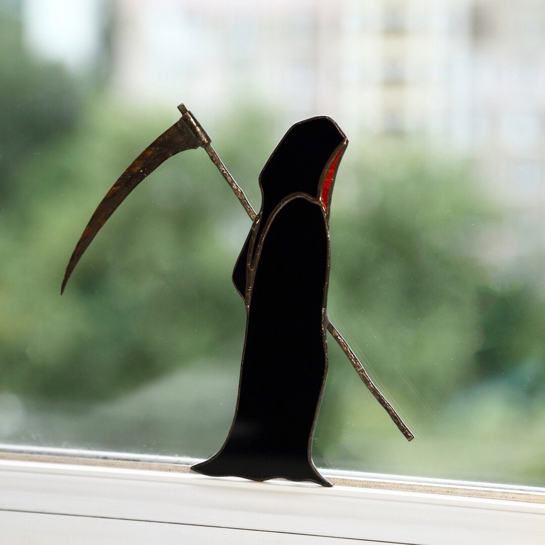 Halloween Stained Glass Decor Grim Reaper Halloween Window - Etsy UK