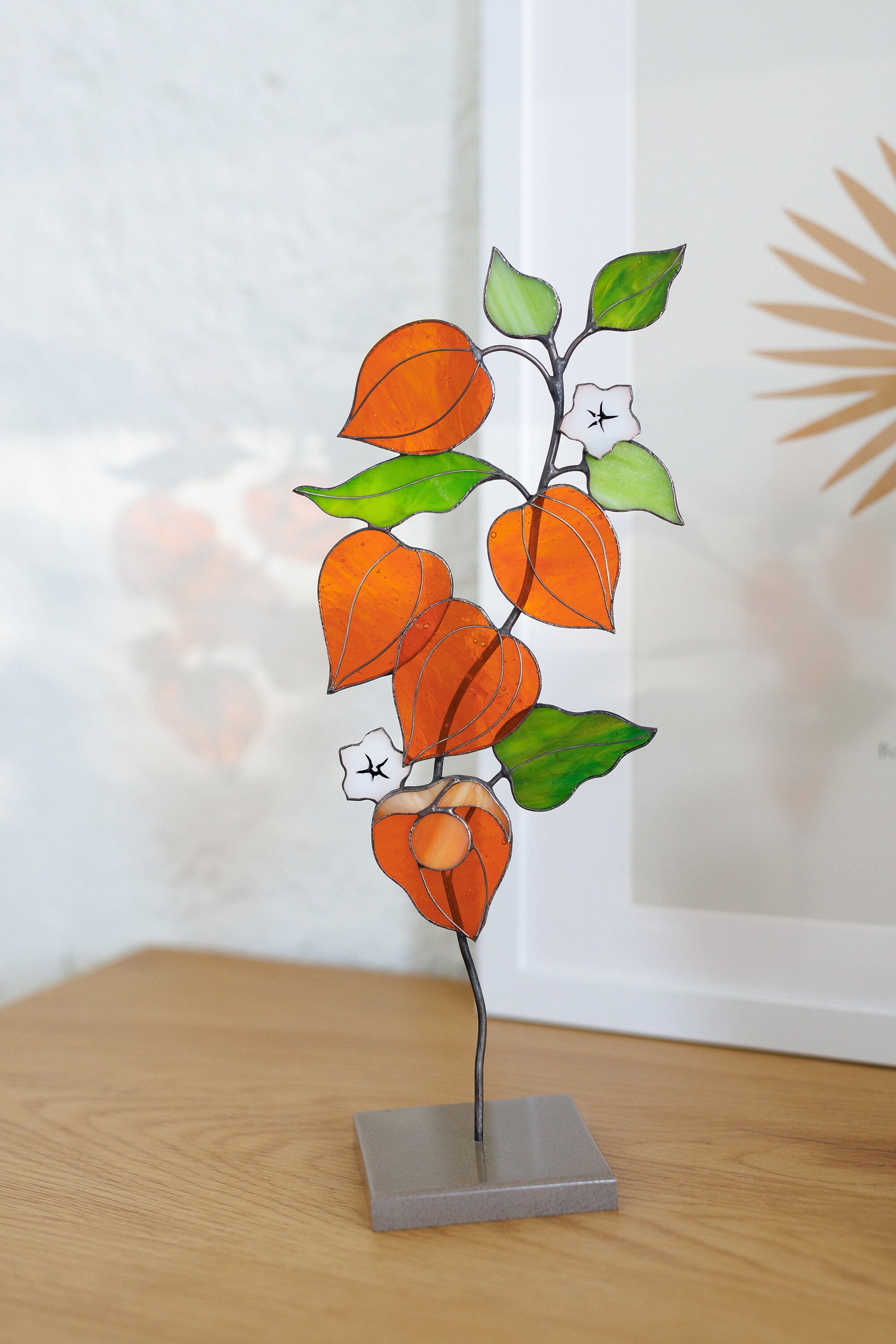 Stained Glass Table Decor Glass Flower Physalis Modern Decor - Etsy