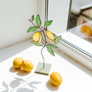 Lemon Tree Table Decor Stained Glass Table Centerpiece, Modern Art ...