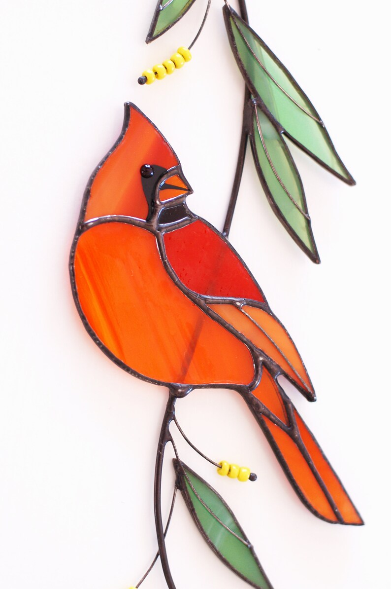 Red Cardinal Stained Glass Window Hanging Custom Suncatcher - Etsy