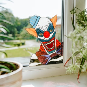 Stained Glass Window Hangings Suncatcher Horror Clown, Scary Indoor ...