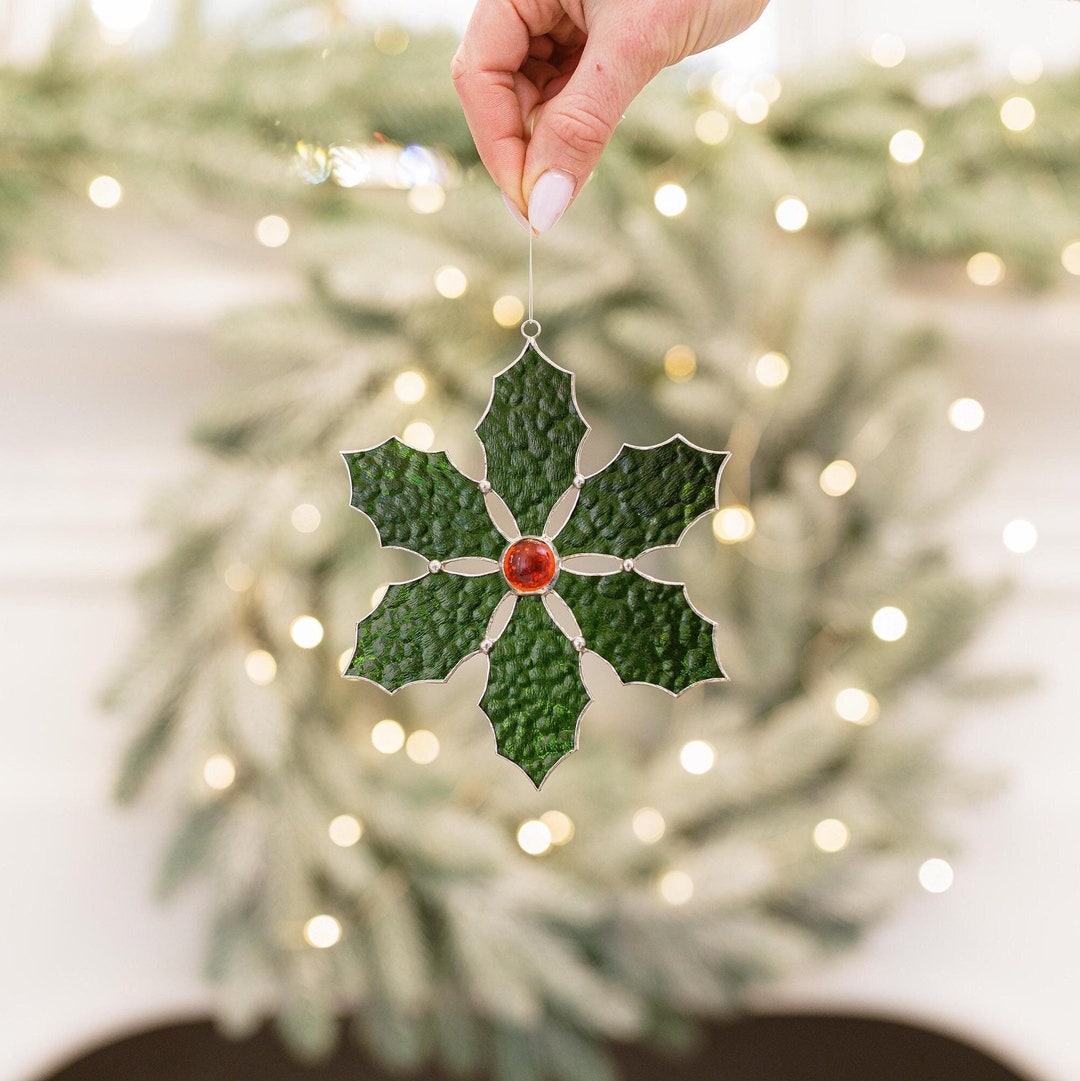 Stained Glass Mistletoe Christmas Ornament: Holiday Window Decor - Etsy UK