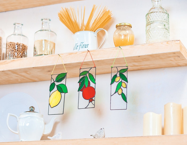 Stained glass panel suncatcher Kitchen decor Mothers Day gift | Etsy