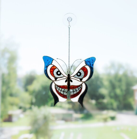 Halloween Decor Stained Glass Mask Window Hangings Stained - Etsy