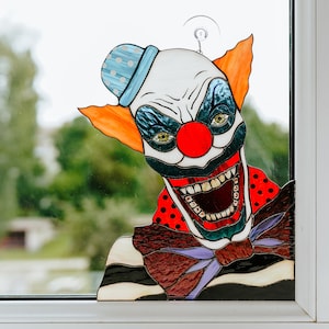 Stained Glass Window Hangings Suncatcher Horror Clown, Scary Indoor ...