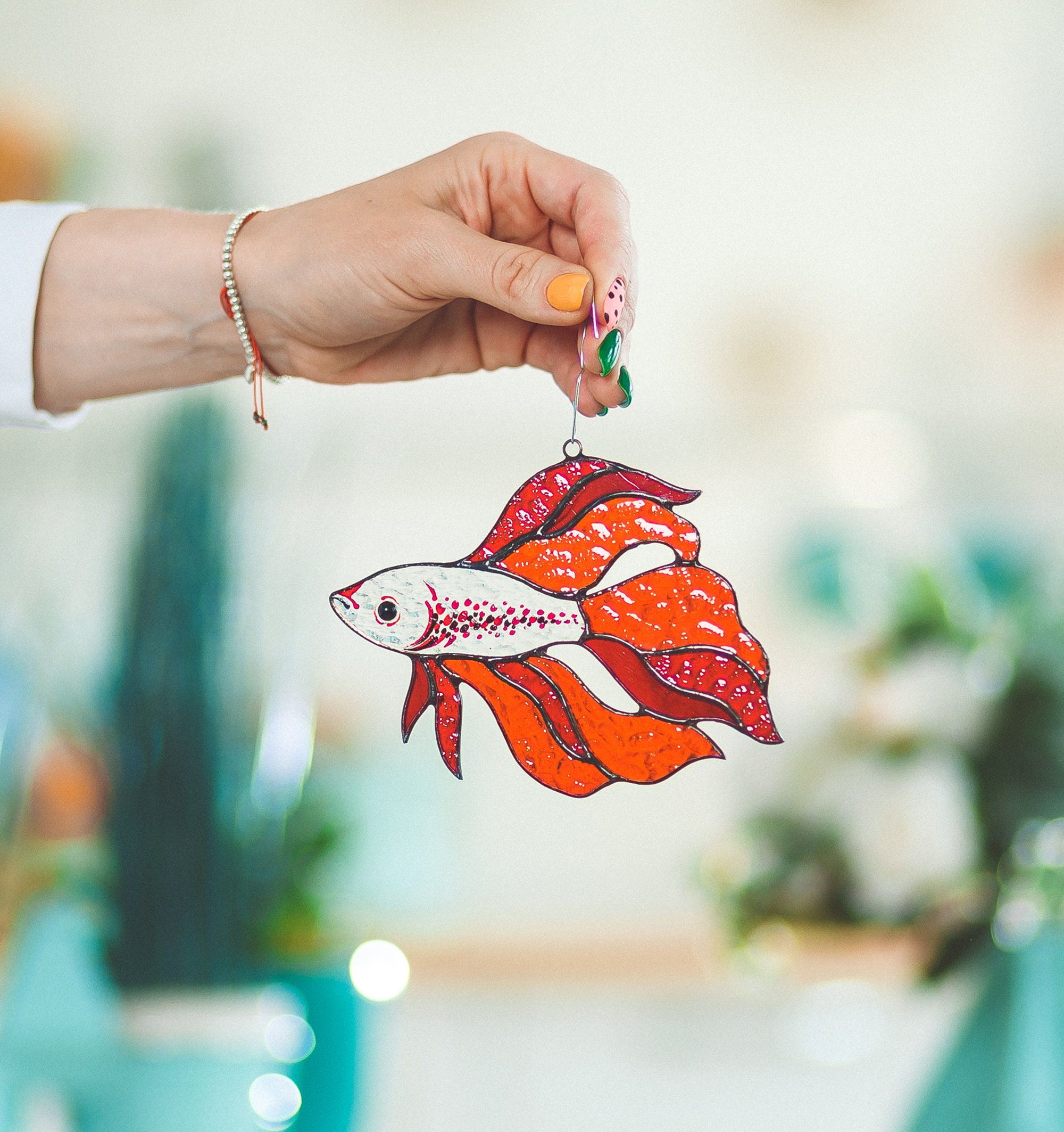 Suncatchers Glass Art Siamese fight fish suncatcher Stained glass ...