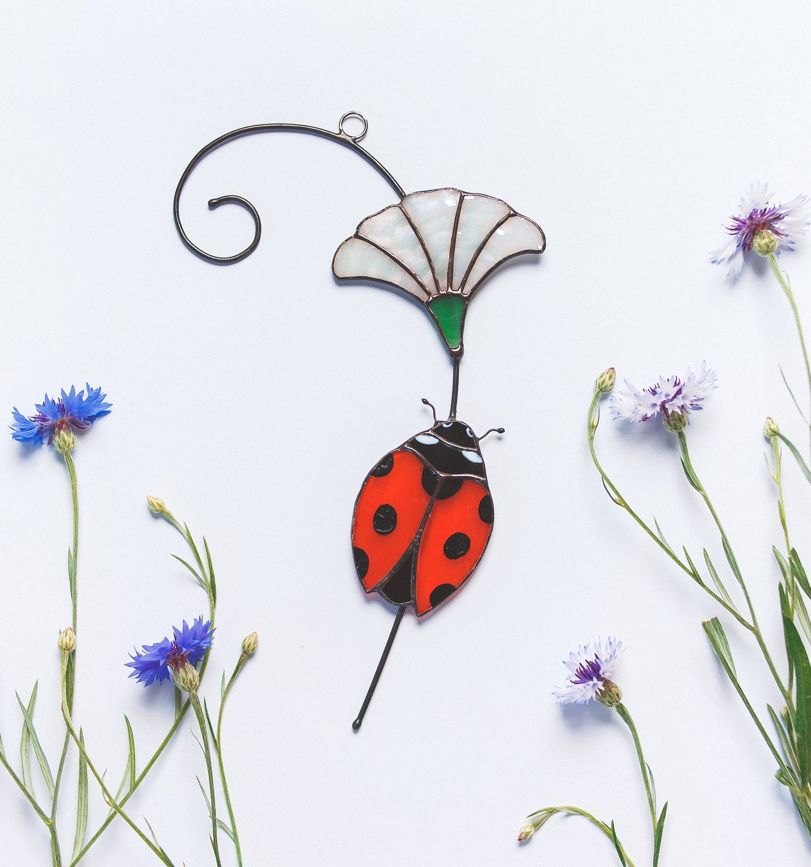 Suncatcher Lady Bug Stained Glass Window Decor Wall Hanging - Etsy