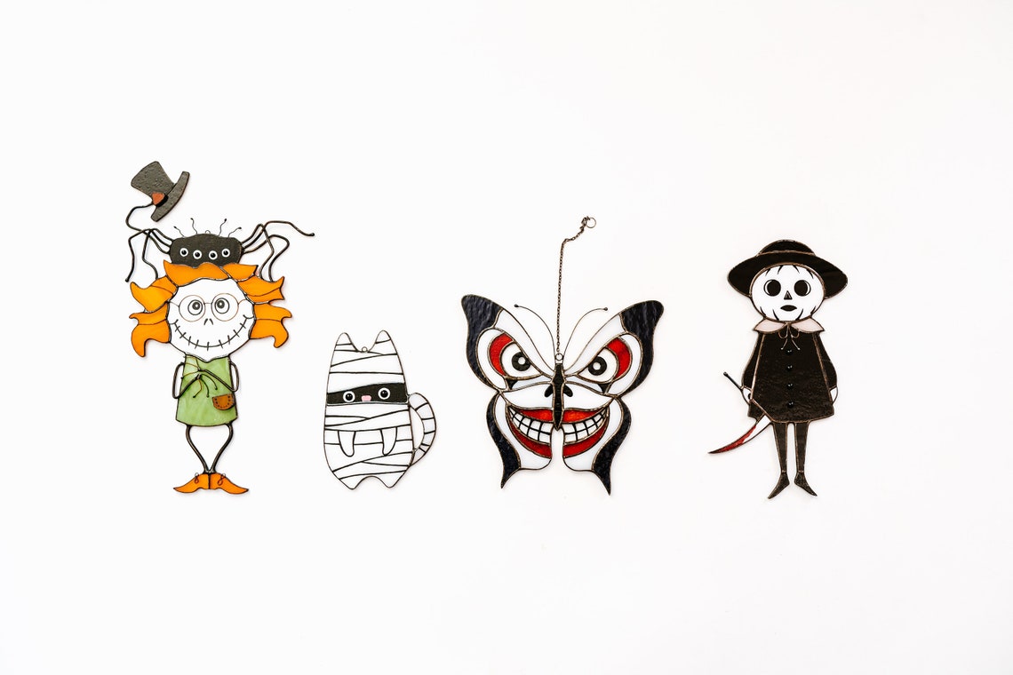 Spooky Stained Glass Halloween Decor Window Hangings Stained - Etsy