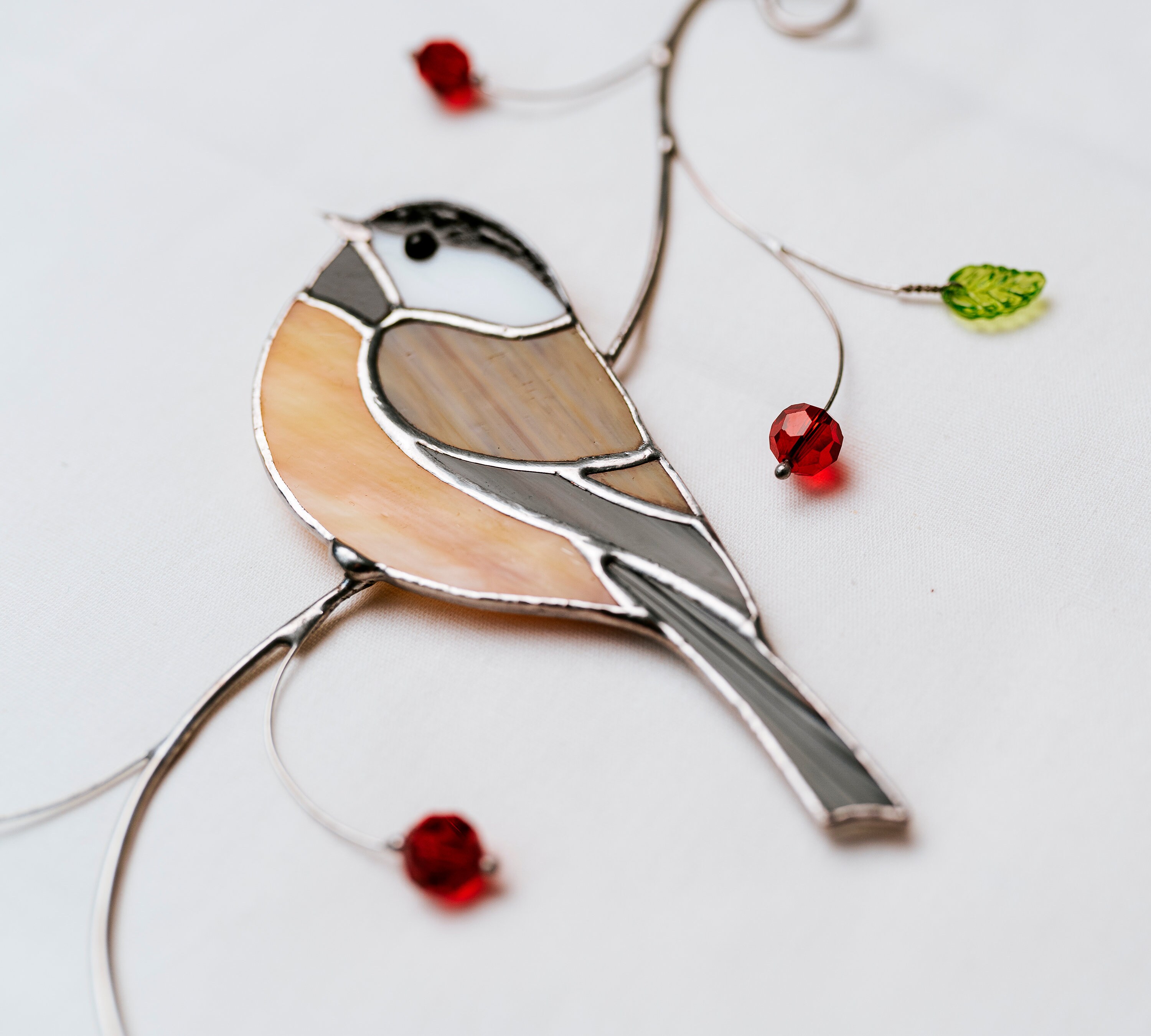 Chickadee Stained Glass Bird Window Hangings Home Decor - Etsy