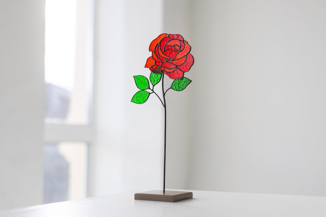 Stained Glass Rose Suncatcher Rose Decor for Room Gift for Women Unique ...