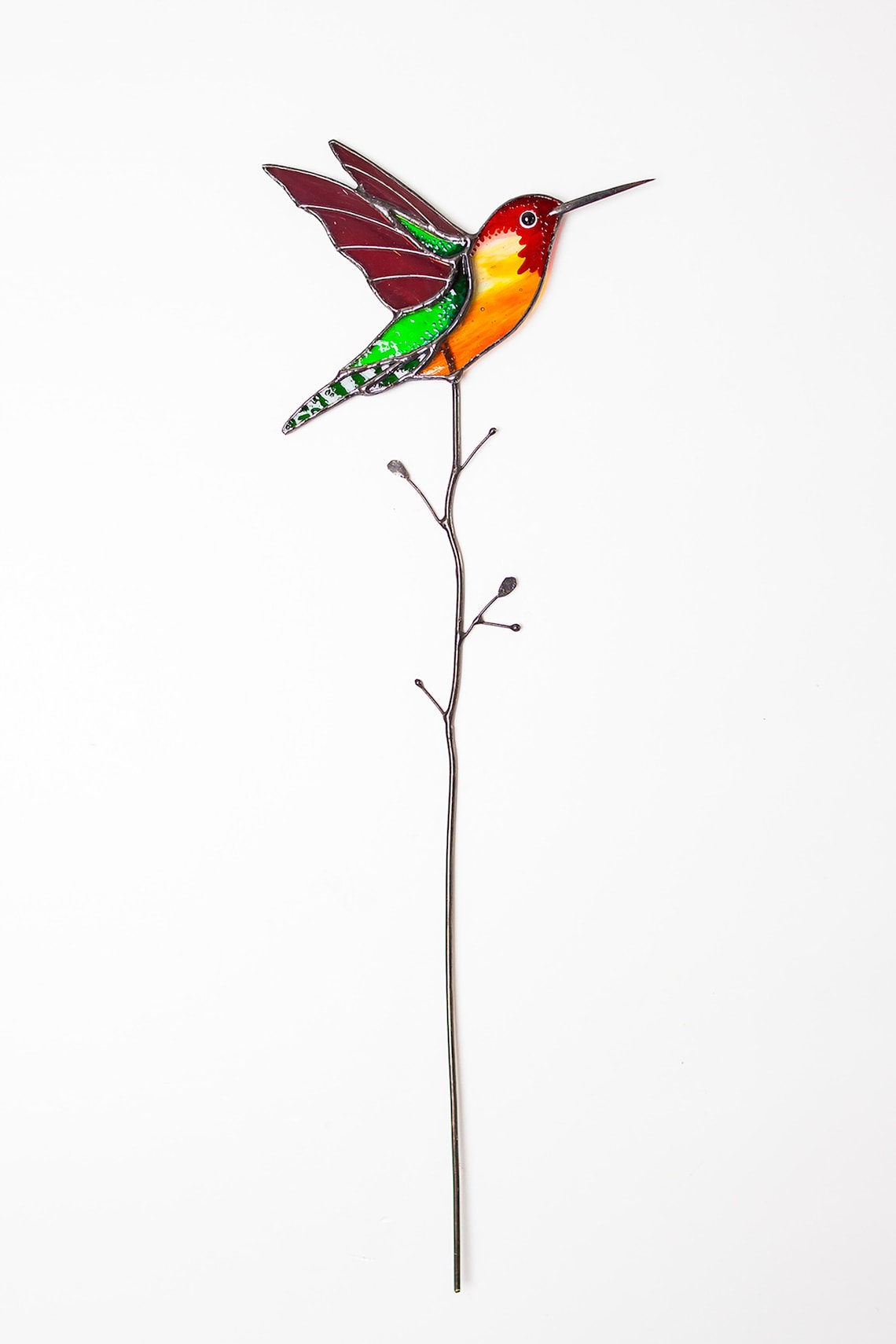 Stained Glass Hummingbird Garden Stake Modern Decor Bird Lover - Etsy