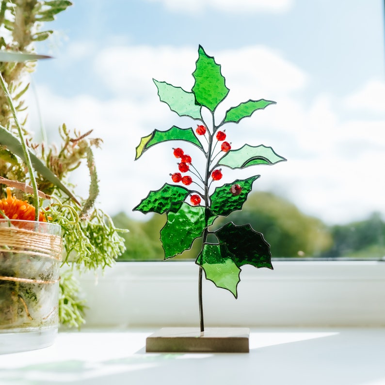 Stained Glass Suncatcher Mistletoe Home Decor Christmas - Etsy