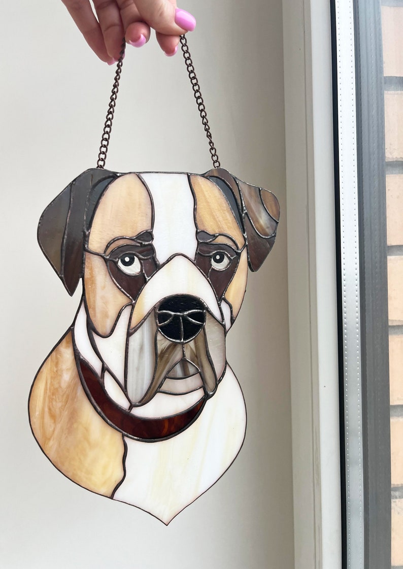 Stained Glass Dog Portrait Custom Stained Glass Stained Glass - Etsy
