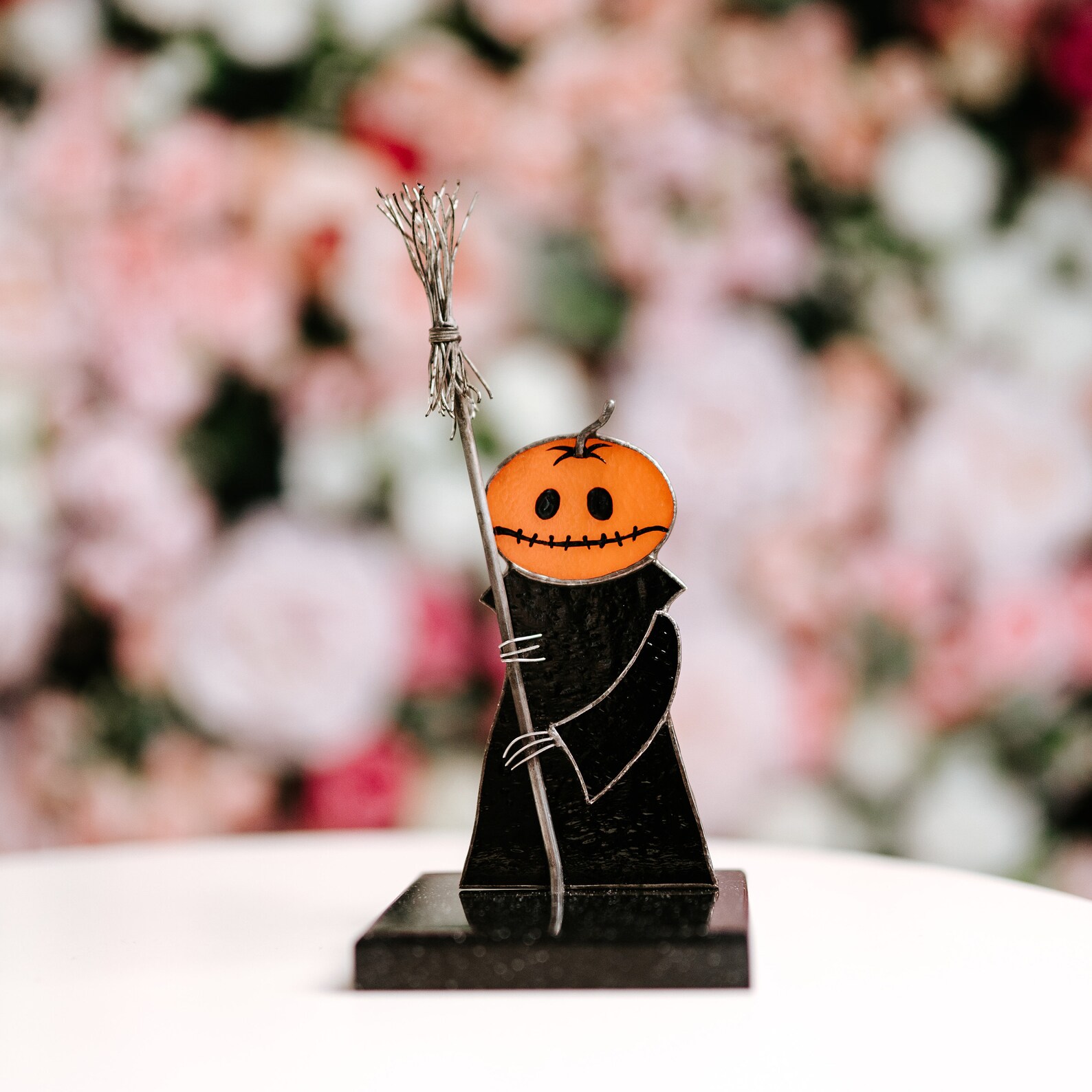 Stained Glass Pumpkin Figurine Halloween Decor Indoor Stained - Etsy