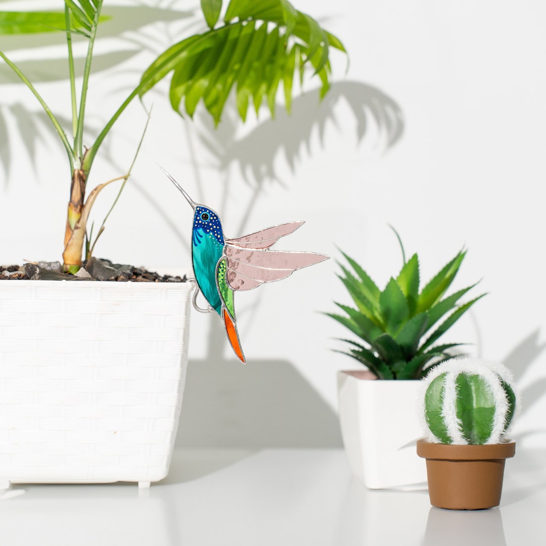 Stained Glass Hummingbird Decor Unique Father’s Day Gift Pot Decoration ...