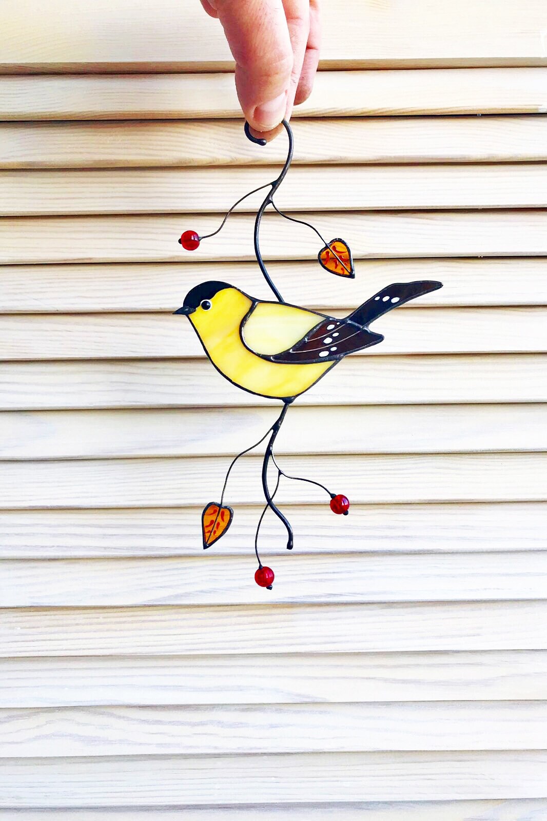 Suncatcher Goldfinch Stained Glass Window Home Decor Bird - Etsy Canada