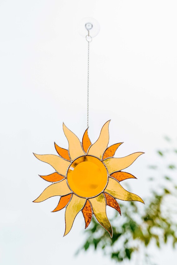 Stained Glass Suncatcher Sun Beveled Stained Glass Outdor | Etsy