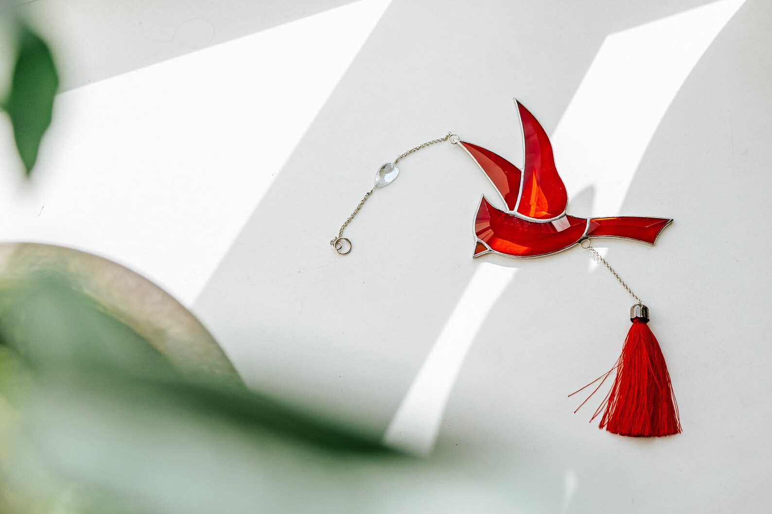 Red Cardinal Stained Glass Memorial Male With Tassel Trim - Etsy