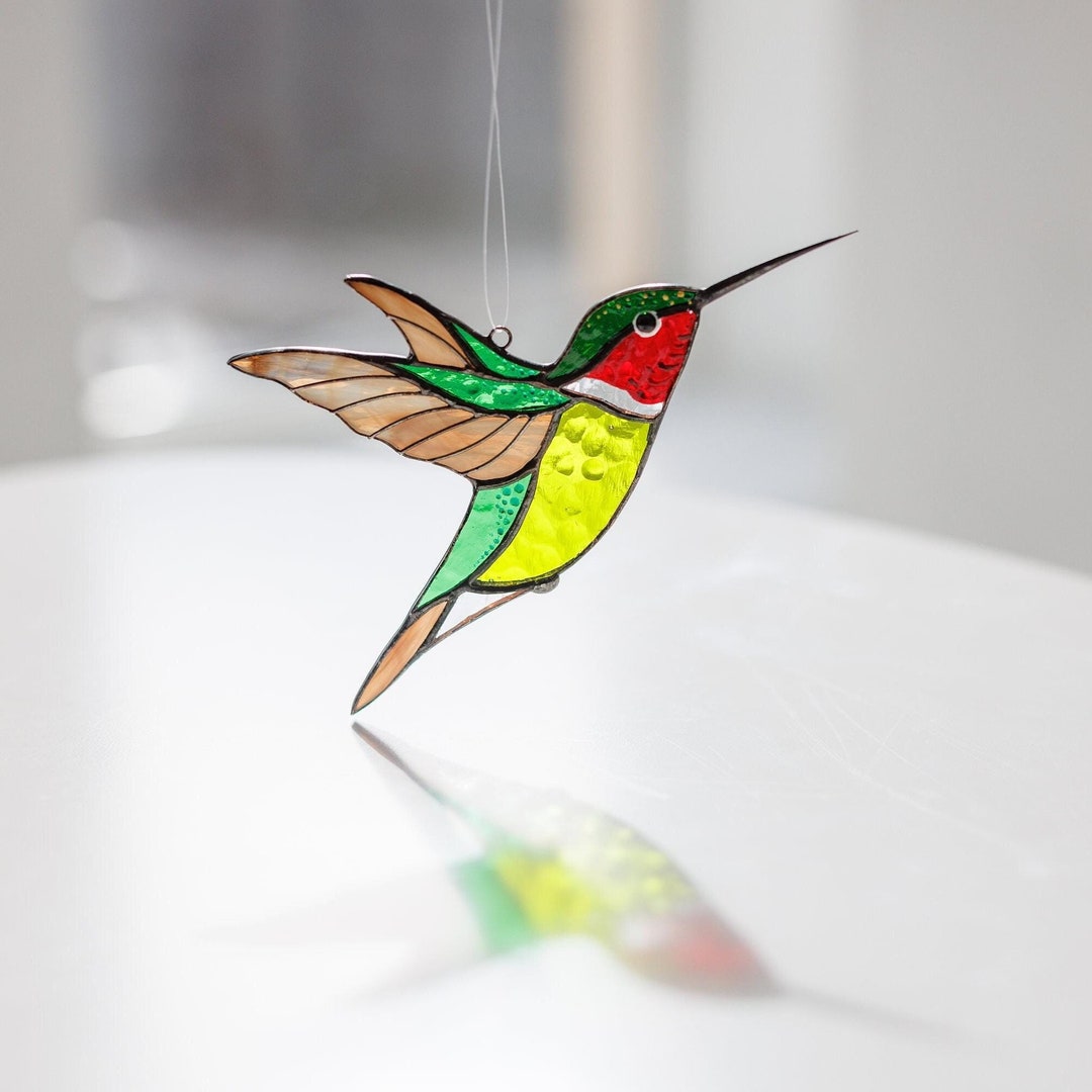 Stained Glass Hummingbird Suncatcher Window Hanging A Beautiful ...