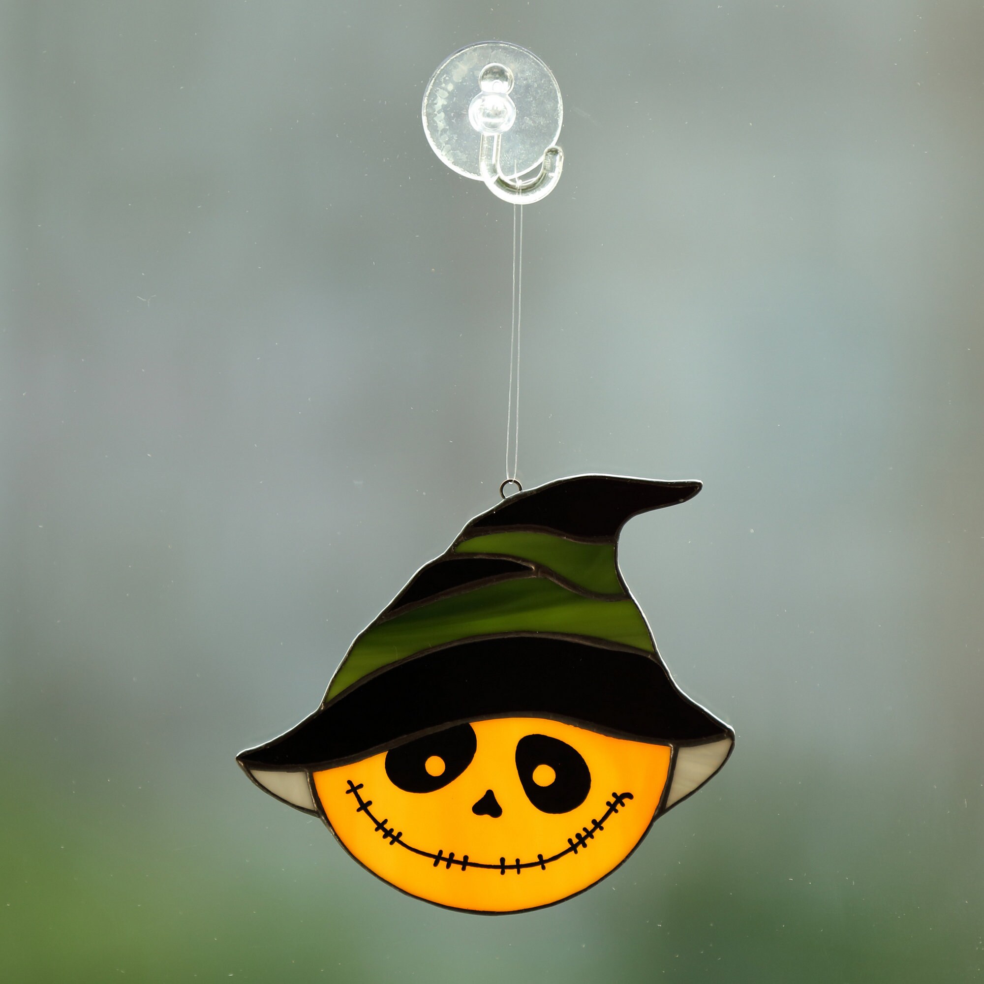 Halloween Pumpkin Decor Stained Glass Window Hangings | Etsy